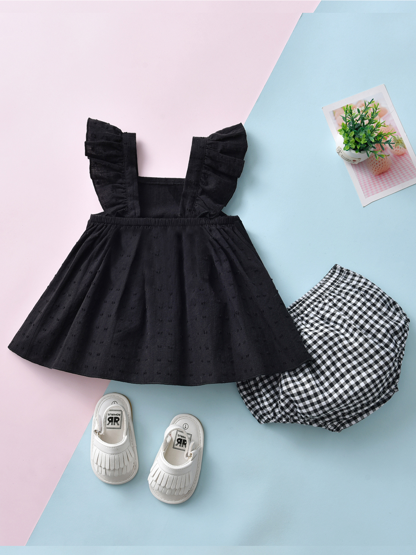 Baby Girls Casual Plain Color Fly Sleeve Top Shorts - Temu New Zealand