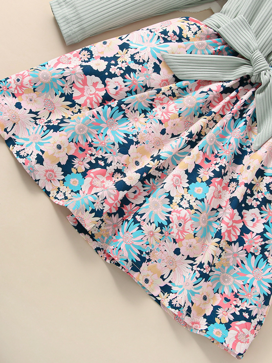 Girls Ruffle Long Sleeve Round Neck Button Flowers Print - Temu Australia