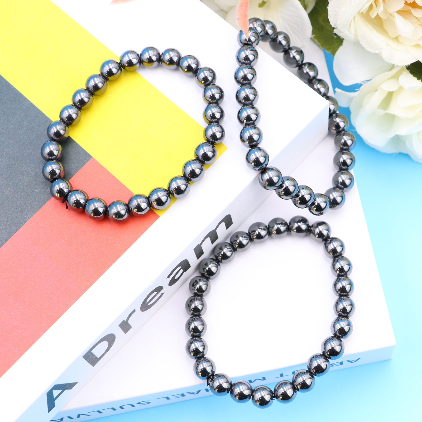 natural hematite bracelet a bracelet made round loose beads. - Temu Norway