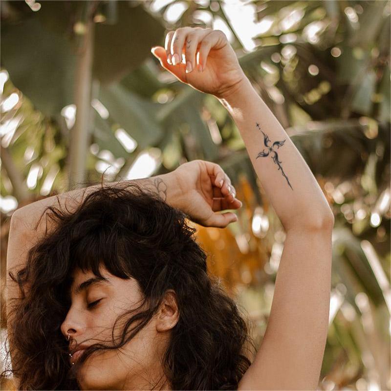 Elegant Cross Herbal Semi Permanent Waterproof Simple Beautiful Tattoo ...