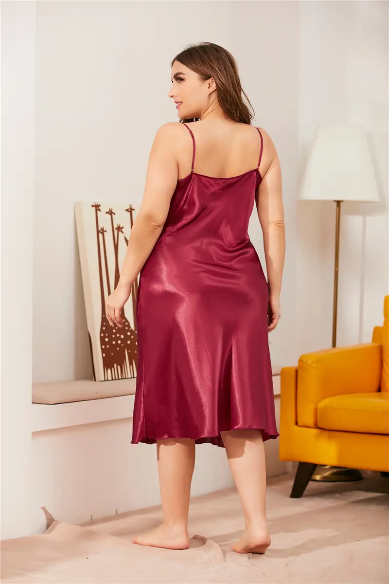 Plus Size Satin Solid Cowl Neck Cami Nightdress Womens Plus Temu