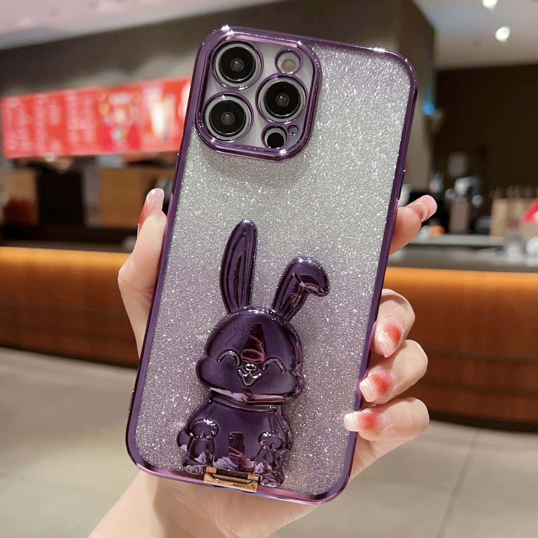 Gradual Glitter Three dimensional Rabbit Bracket Full Bag - Temu Australia