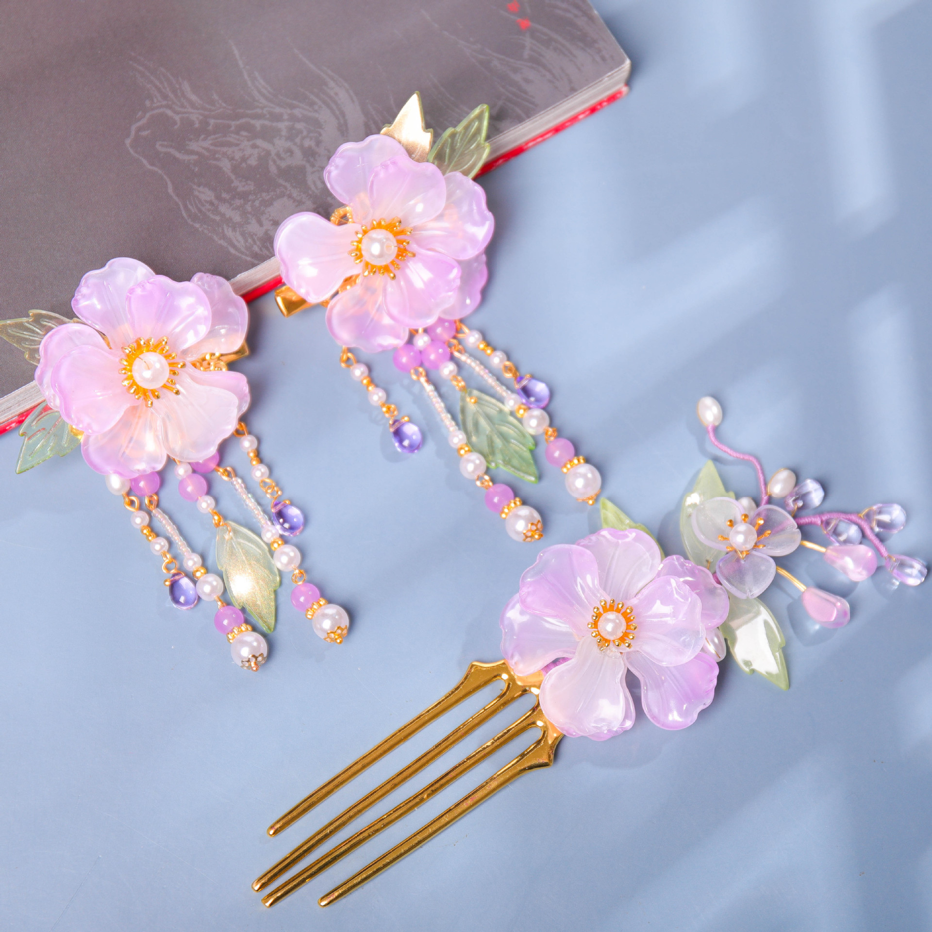 Flower Leaf Tassel Hairpin Vintage Handmade Hair Comb Clip - Temu Australia