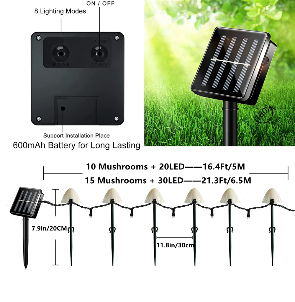 Led Outdoor Solar Mushroom Lights Waterproof Landscape - Temu