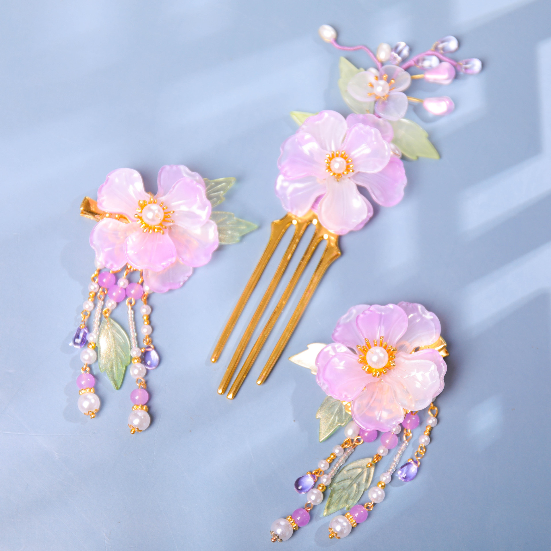Flower Leaf Tassel Hairpin Vintage Handmade Hair Comb Clip - Temu Australia