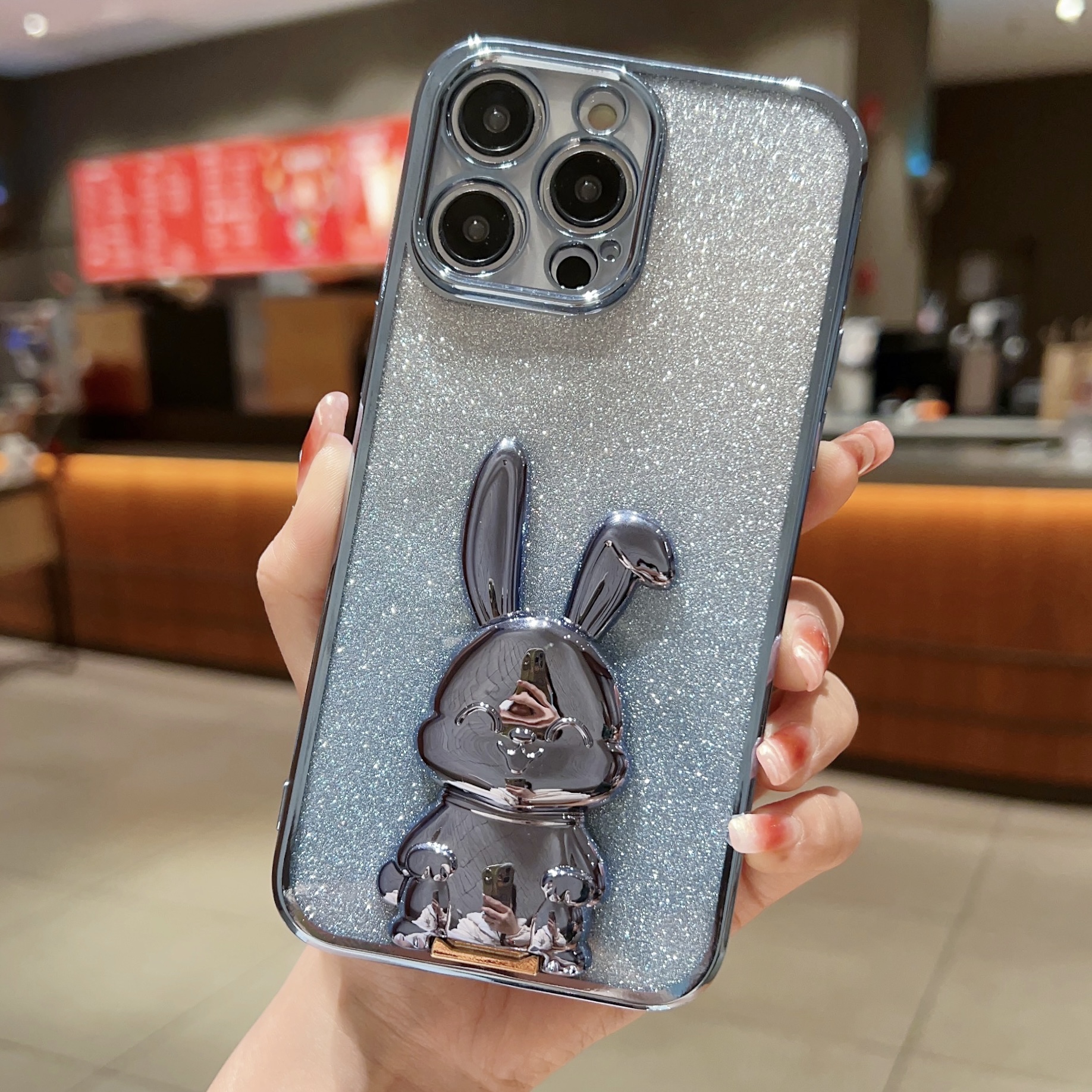 Gradual Glitter Three dimensional Rabbit Bracket Full Bag - Temu New ...