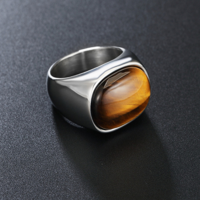 1pc Retro Tiger Eye Mens Fashion Ring With Simple - Temu United Kingdom