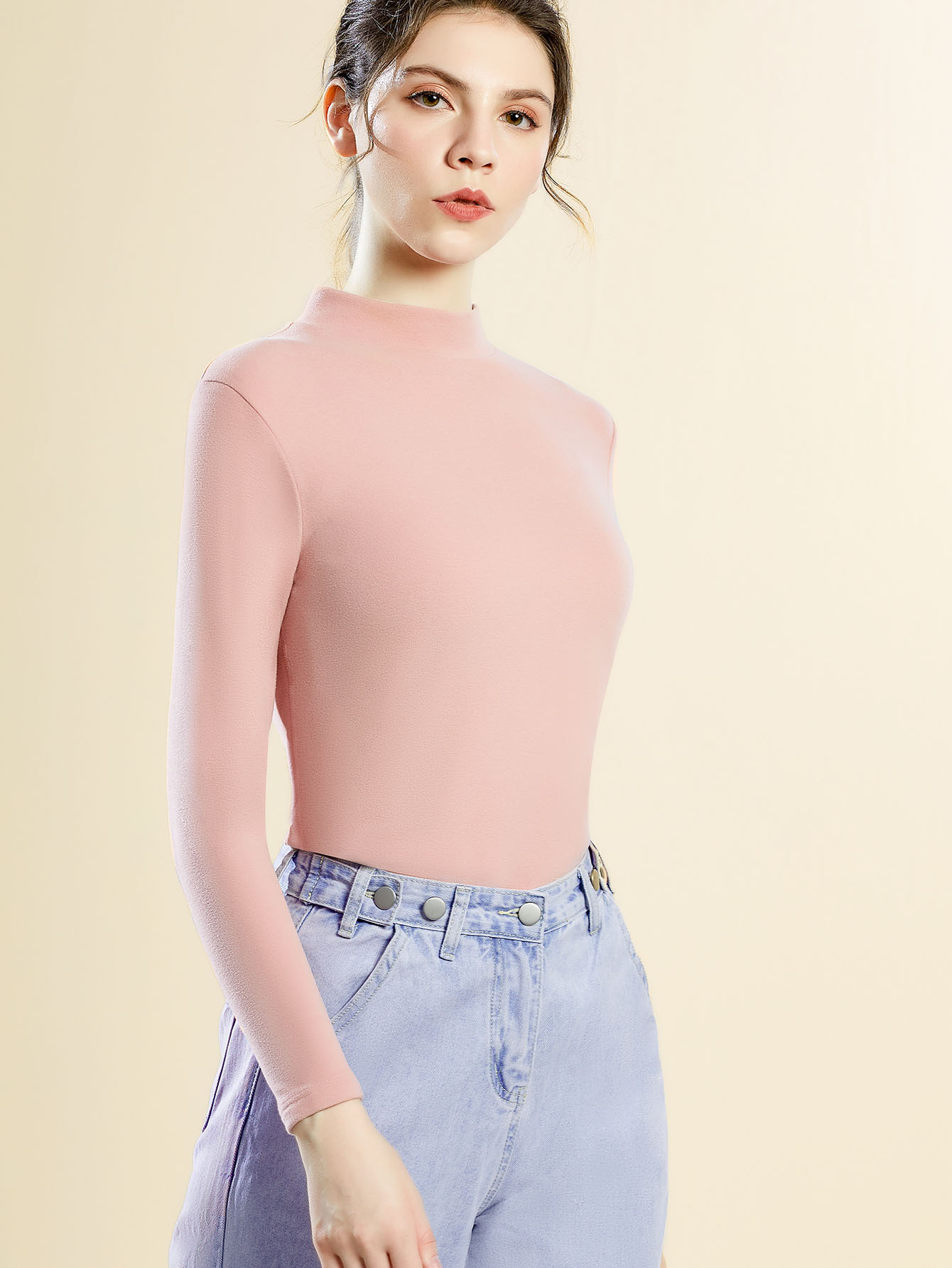 Women Solid Basic Long Sleeve Plush Thermal Top Thermal - Temu Australia