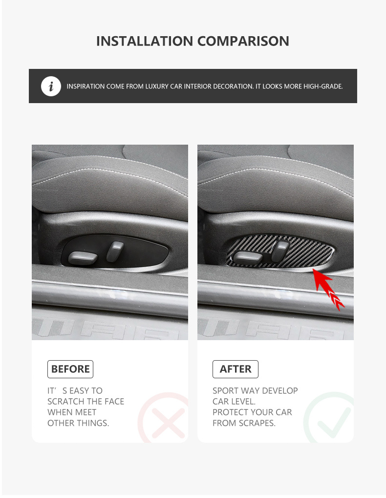 Genuine Carbon Fiber Sticker For Seat Adjustment Switch Button Frame ...