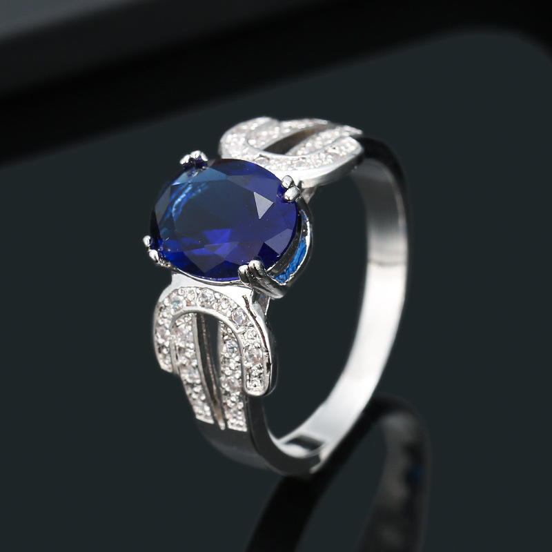 Classic Oval Cut Zircon Ring 18k Plated Hand Jewelry Women - Temu ...