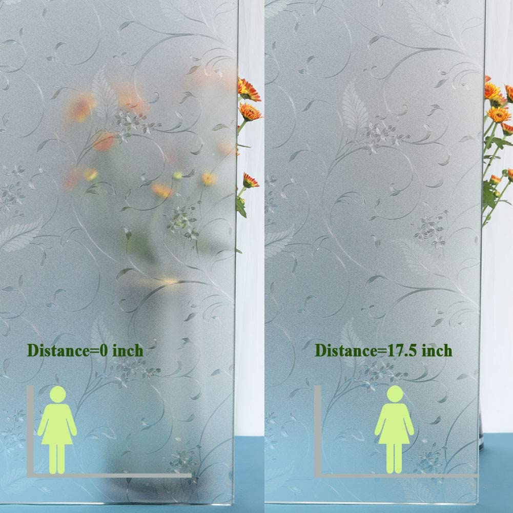 Privacy Window Film Etched Flowers Static Cling Glass Door - Temu