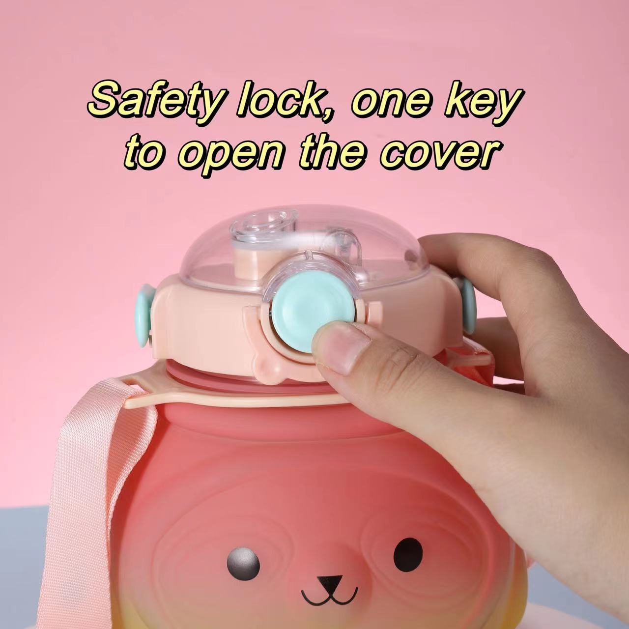 1l 32oz Cute Kawaii Water Bottle With Straw And Strap Portable Leak ...