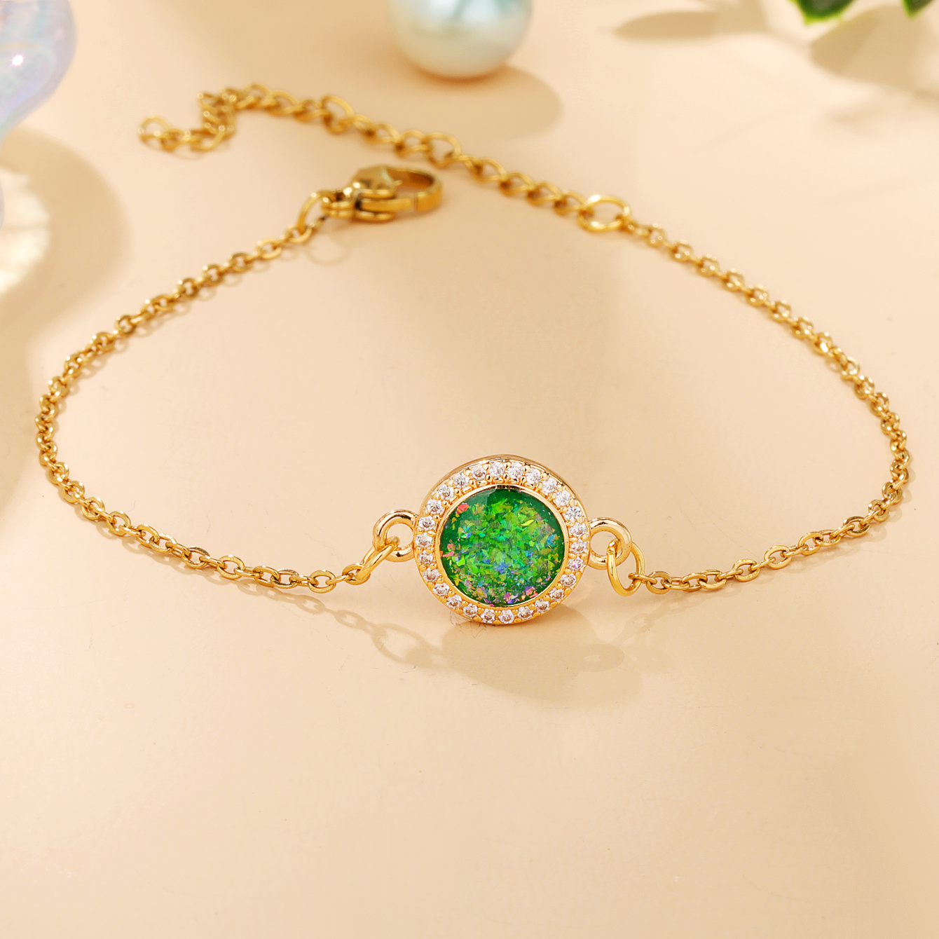 Colorful Zircon Chain Bracelet Adjustable Hand Chain Jewelry 18k Gold ...