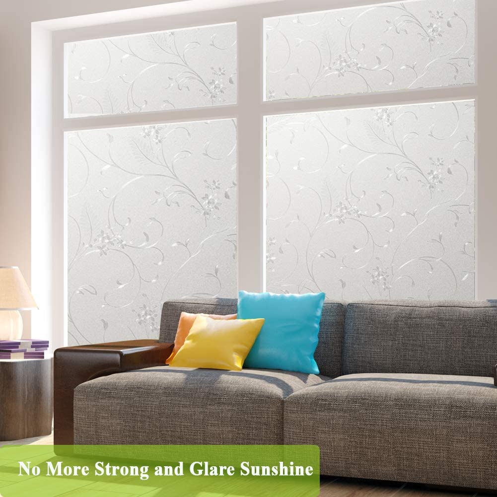 Privacy Window Film Etched Flowers Static Cling Glass Door - Temu