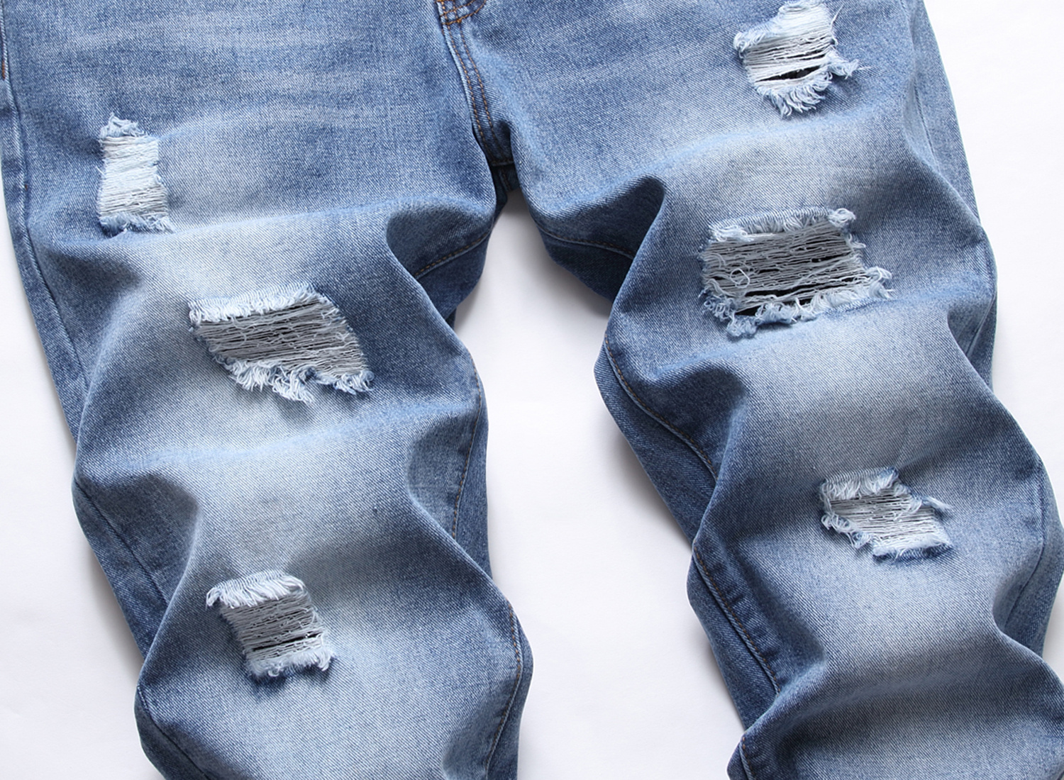 Men's Straight Leg Jeans Casual Slim Fit Ripped Distressed - Temu Ireland