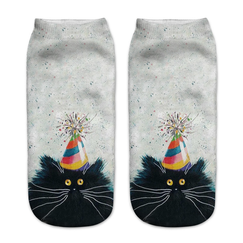 Cute Cat Geometric 3d Textured Ankle Socks Soft Lightweight - Temu
