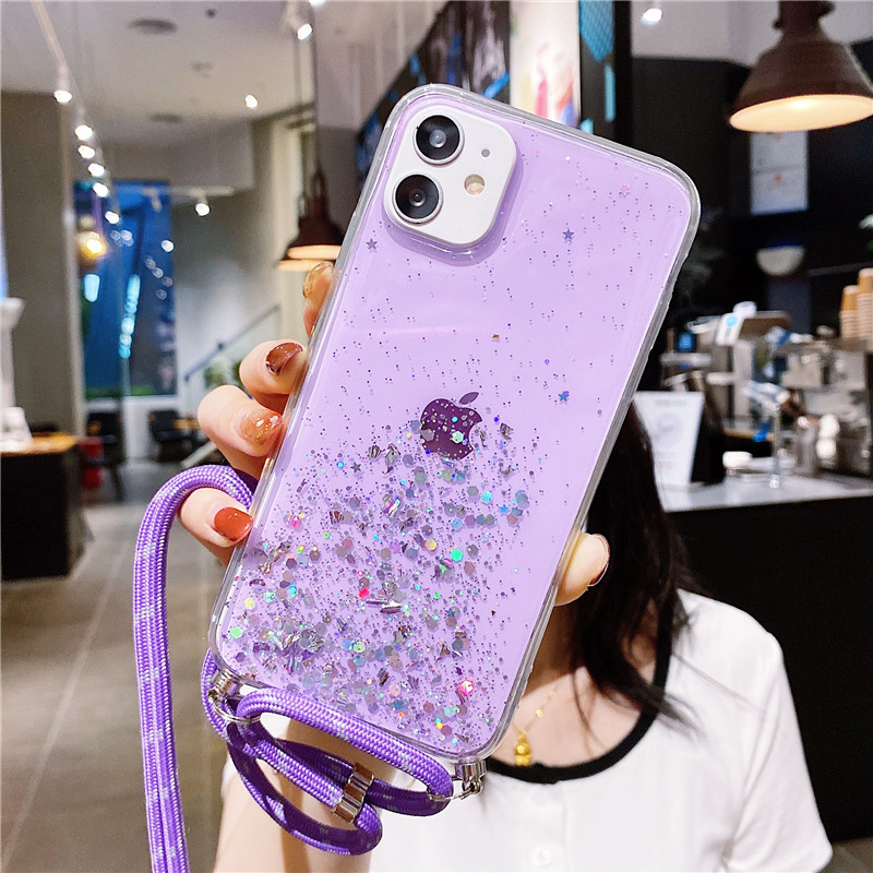 Transparent Glitter Design Mobile Phone Protective Case - Temu United ...