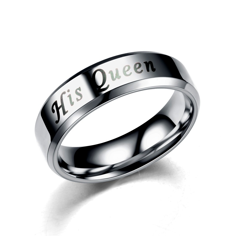 Fashion Stainless Steel " King Queen" Ring Couple Wedding - Temu