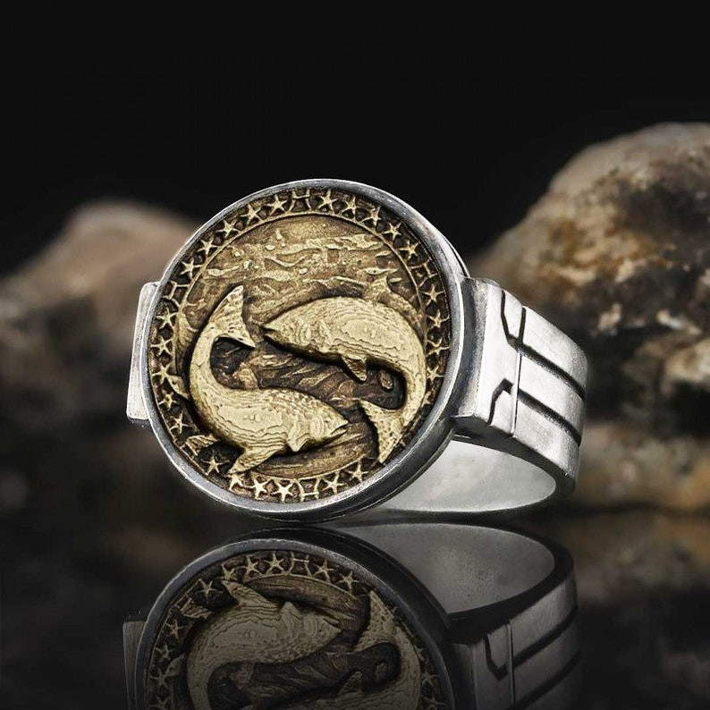 Retro Two Tone Men's Ring Minimalistic Style - Temu