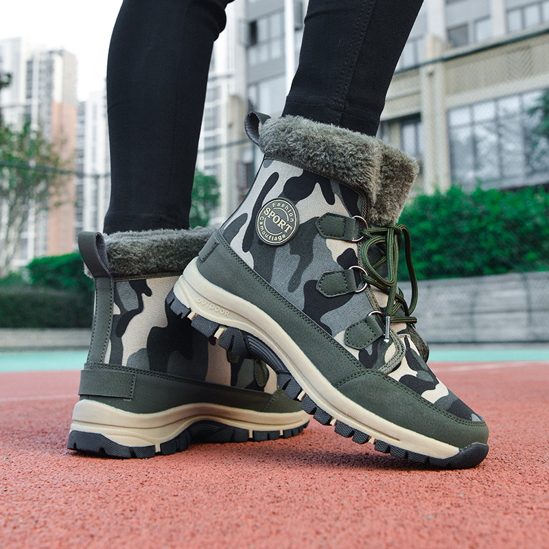 Women's Camo Print Plush Inner Thermal Snow Boots Round Toe - Temu ...