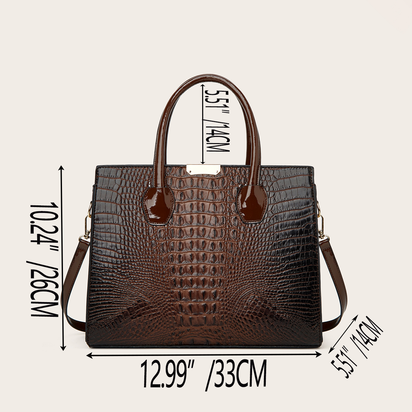 Large capacity Crocodile Pattern Tote Bag Classic Faux - Temu France