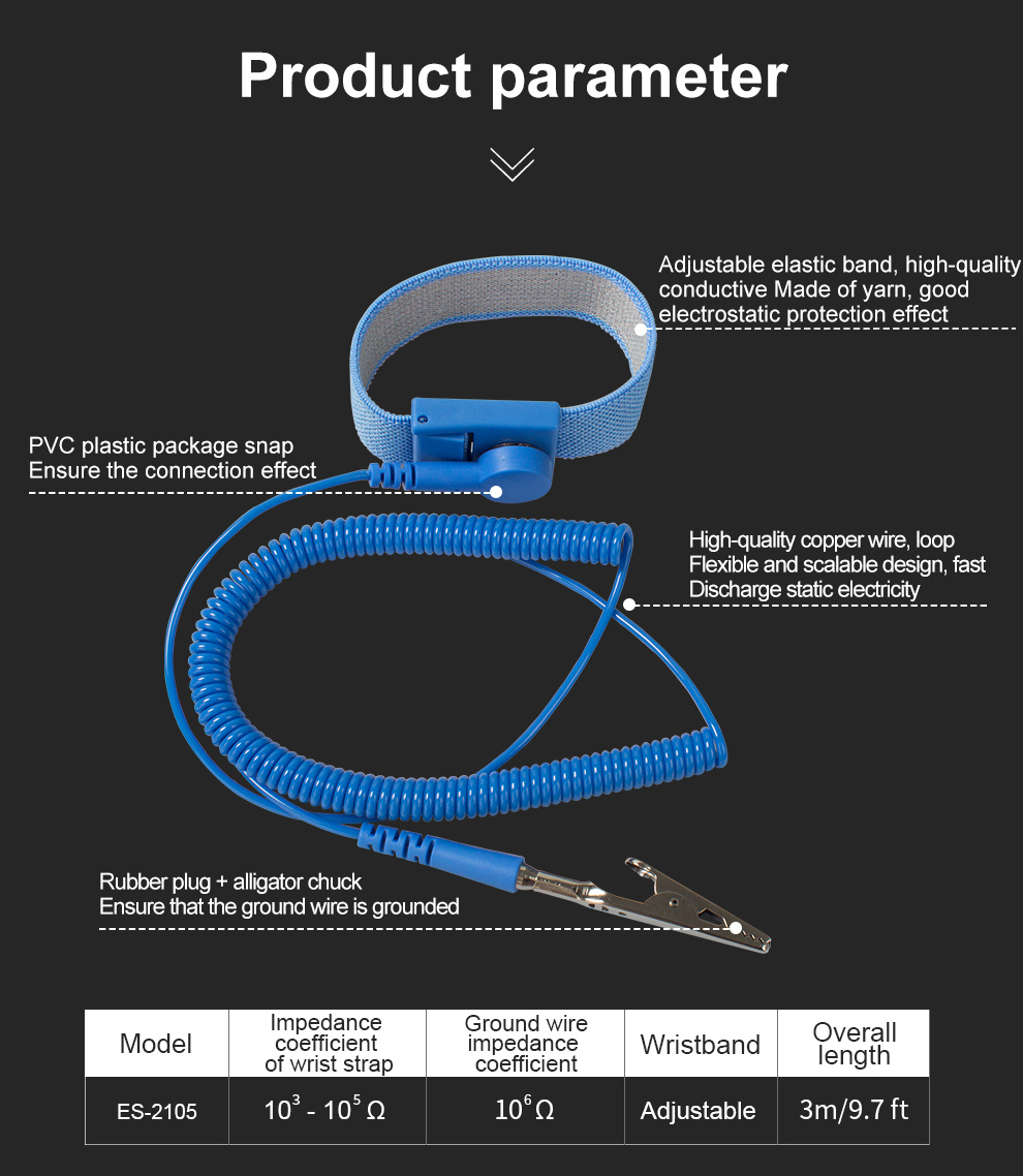 Ground An Adjustable Anti static Esd Wrist Strap Protect - Temu