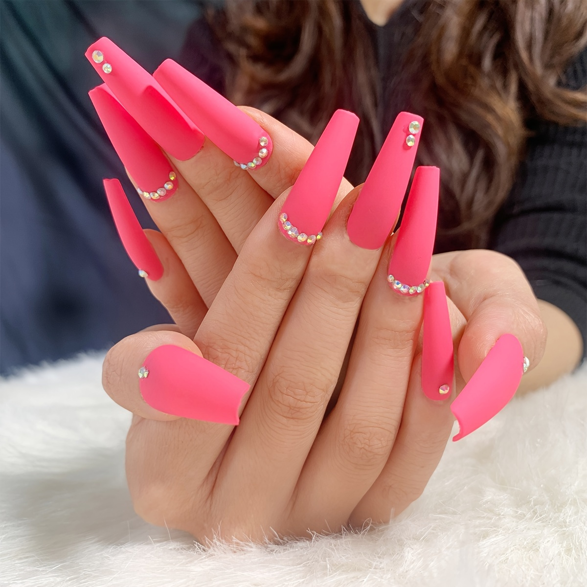 Pink Matte Coffin Nails