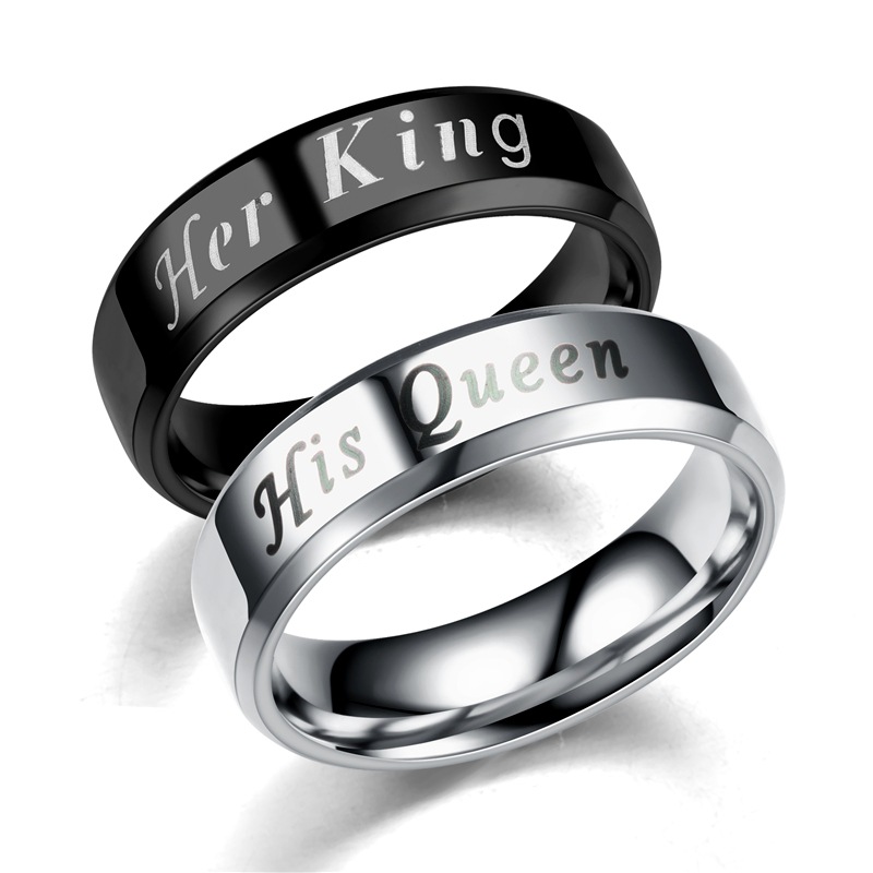 Fashion Stainless Steel " King Queen" Ring Couple Wedding - Temu