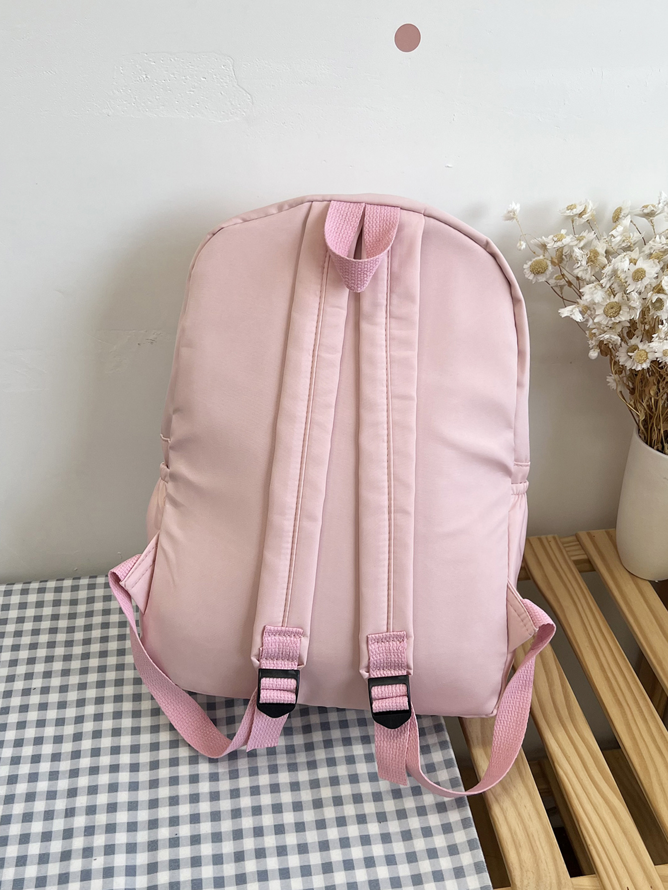 Mochila Simple De Color Sólido Mochila Informal Versátil Con