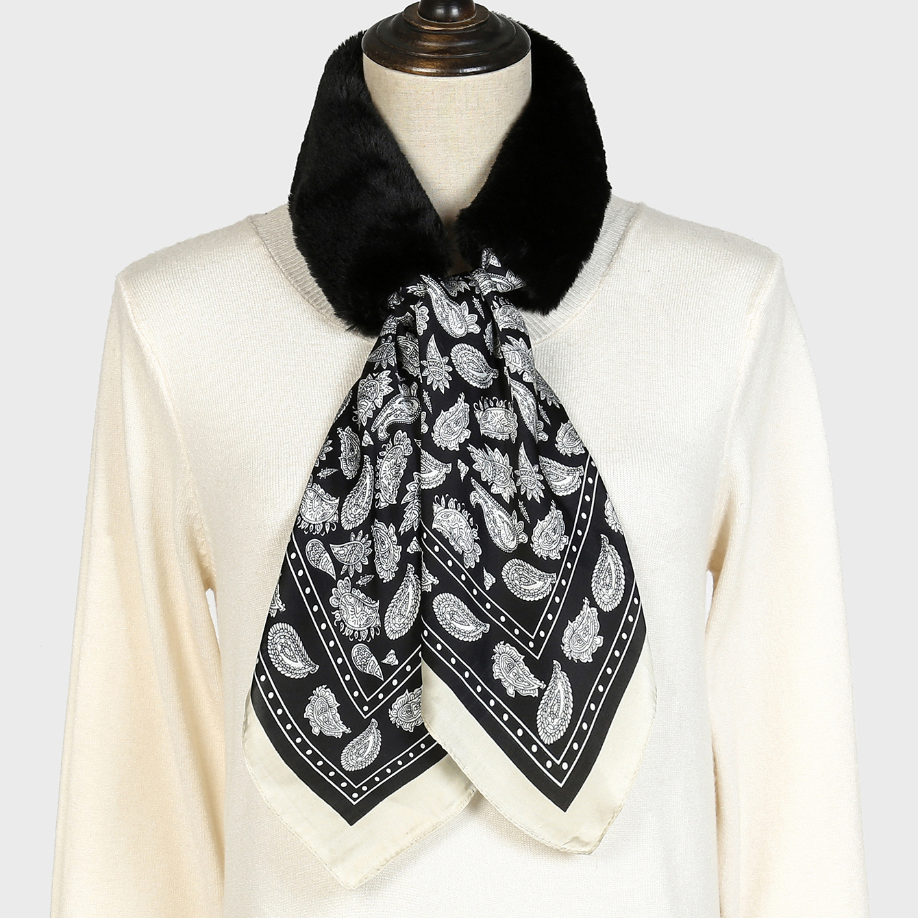 Warm Plush Scarf Neck Women Elegant Floral Print Neckerchief - Temu ...