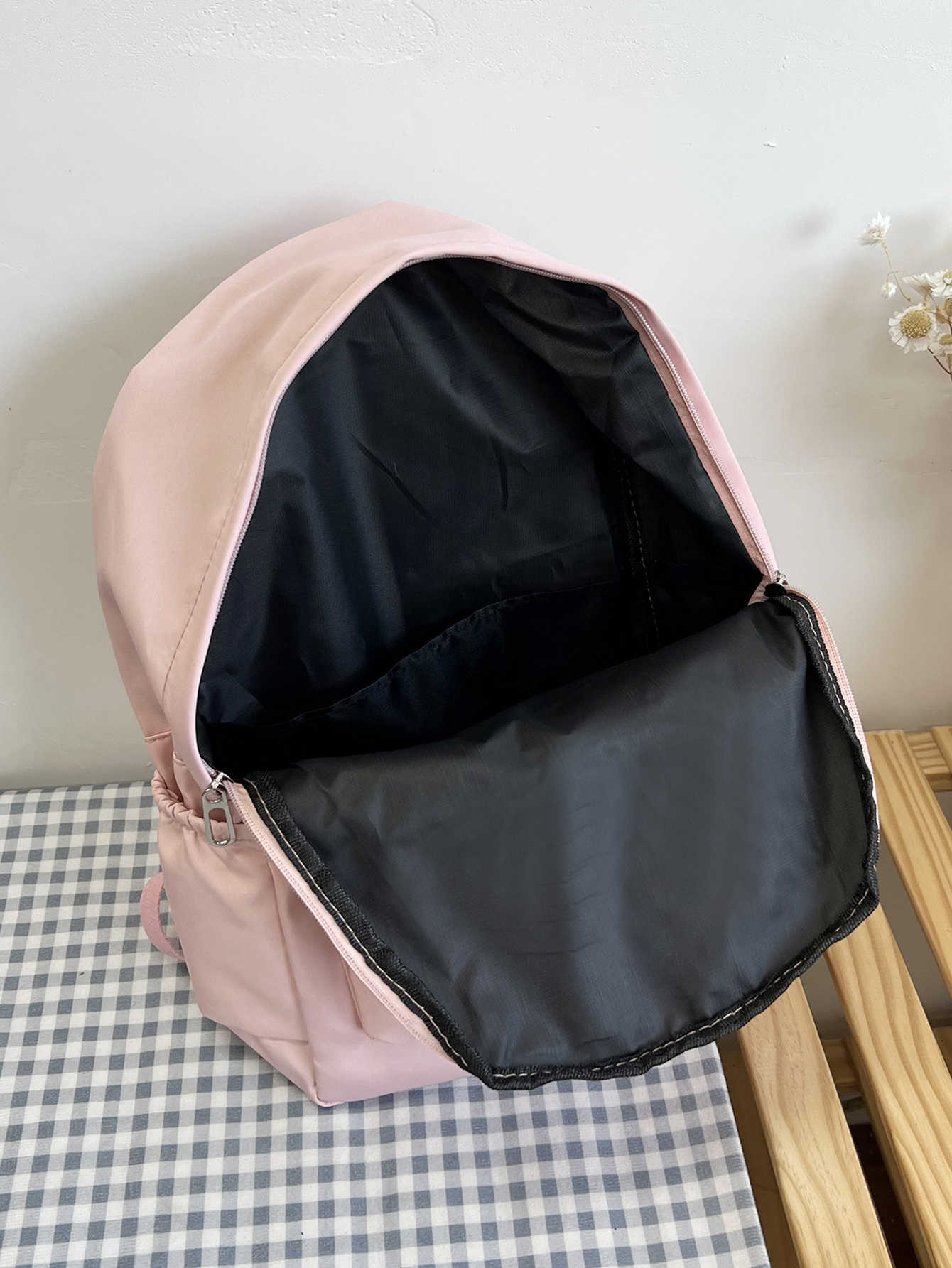 Mochila Simple De Color Sólido Mochila Informal Versátil Con