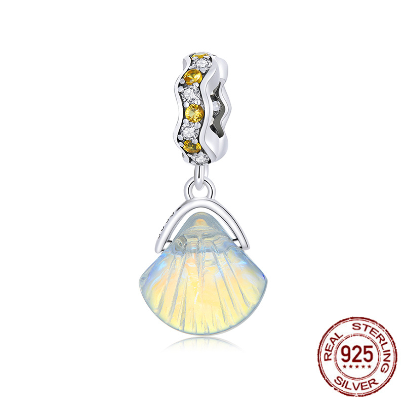 Sterling Silver 925 Shell Pendant Delicate Beautiful Zircon - Temu ...