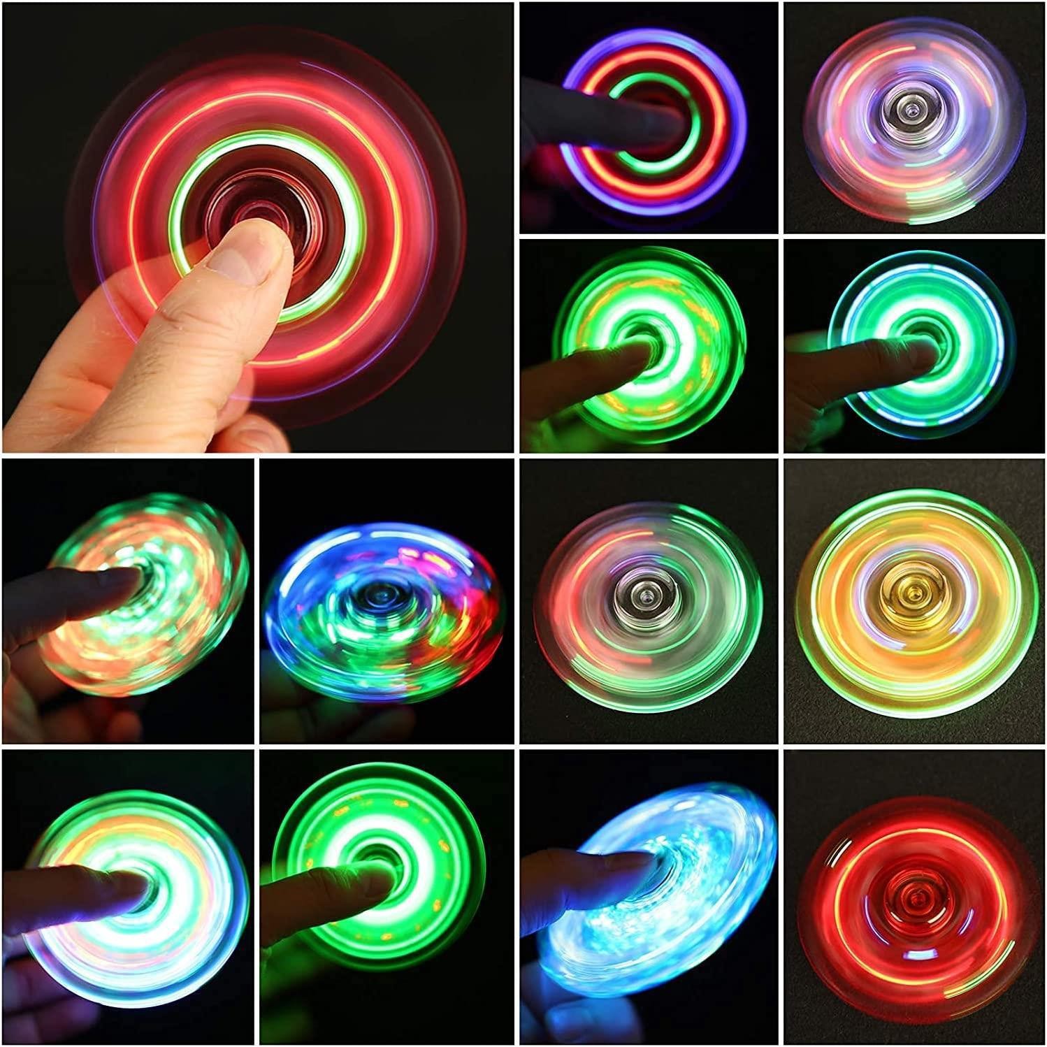 1pc Fingertip Spinner Led Luminous Transparent Toy Adult Decompression ...