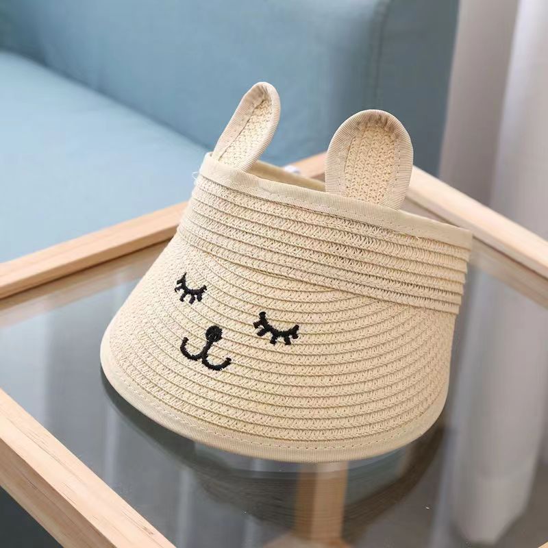 Kids Embroidered Cat Straw Hat Packable Roll Up Easter - Temu