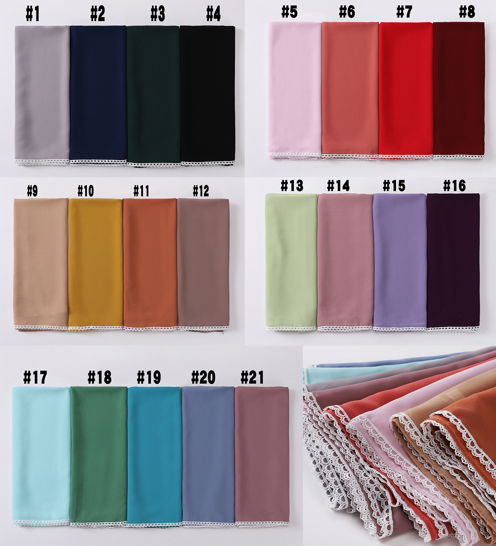 Chiffon Hijab Head Scarf Chiffon Scarf Lace Macrame Decor Head Wrap ...