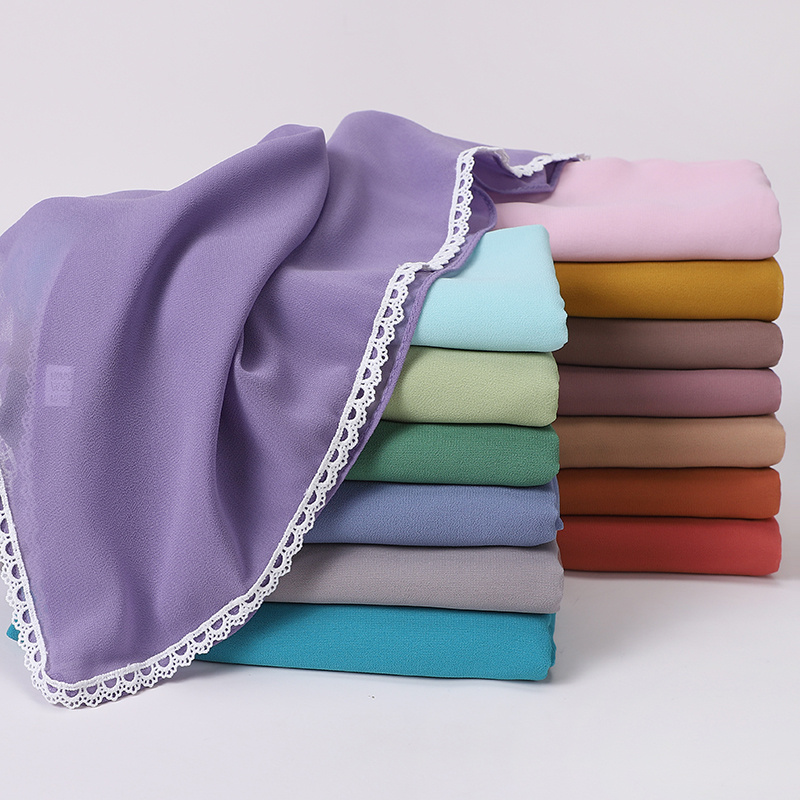 Chiffon Hijab Head Scarf Chiffon Scarf Lace Macrame Decor Head Wrap ...