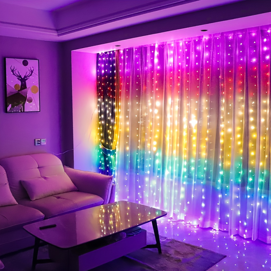 1pc Rainbow Usb Remote Plug With Hooked Led Curtain Light 118 11 X110 ...