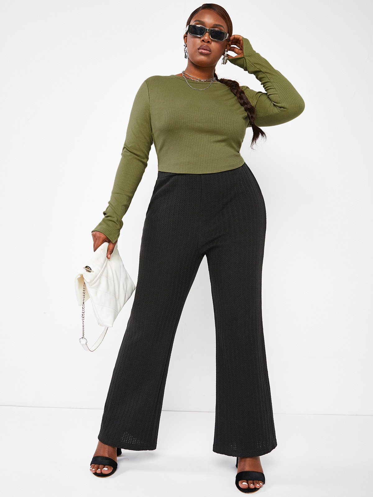 plus size backless knot back rib knit long sleeve t shirt - {region_name}
