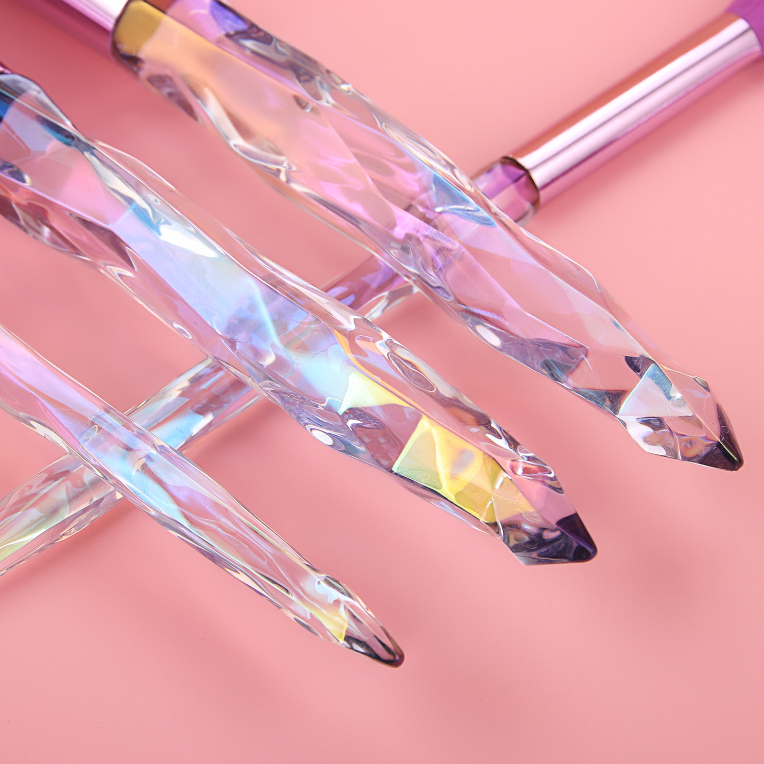 Crystal Acrylic Handle Makeup Brush Set Beauty Tools Eye - Temu