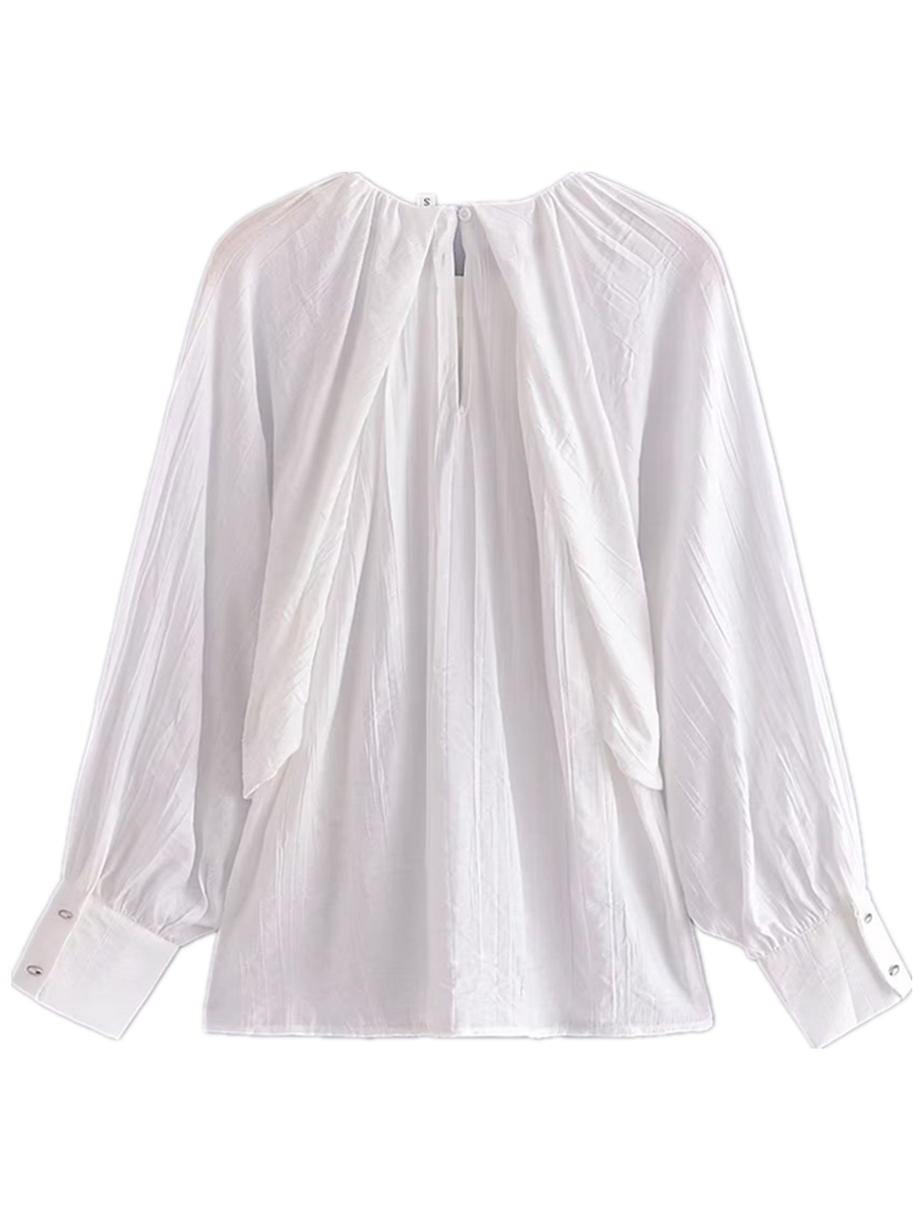 blusen puffärmeln rundhalsausschnitt lässiges langärmliges - {region_name}