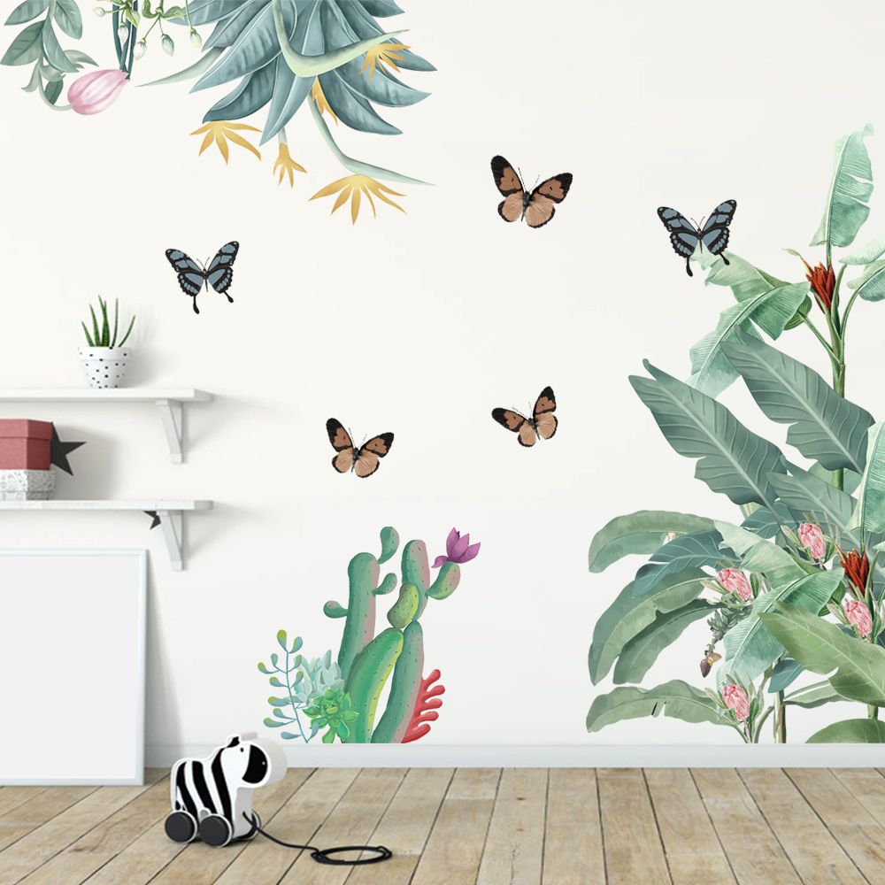 Wall Stickers Green Plants Pattern Banana Leaves Cactus - Temu United ...