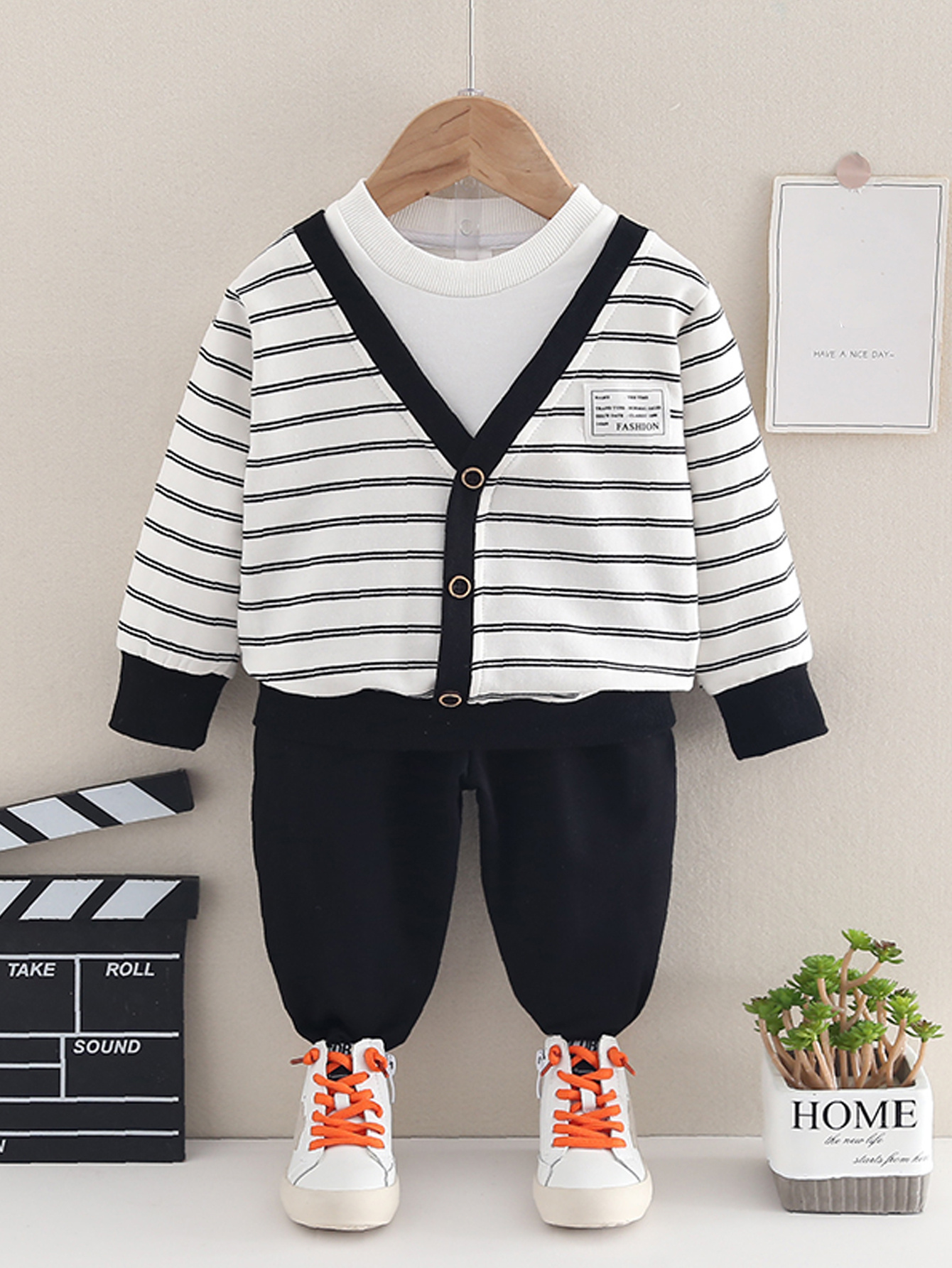 Autumn Winter Boys Fashion Casual Striped Long Sleeve - Temu