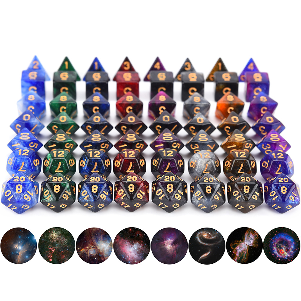 Multicolor Stardust Polyhedral Dice With Black Pouch D4 D6 - Temu