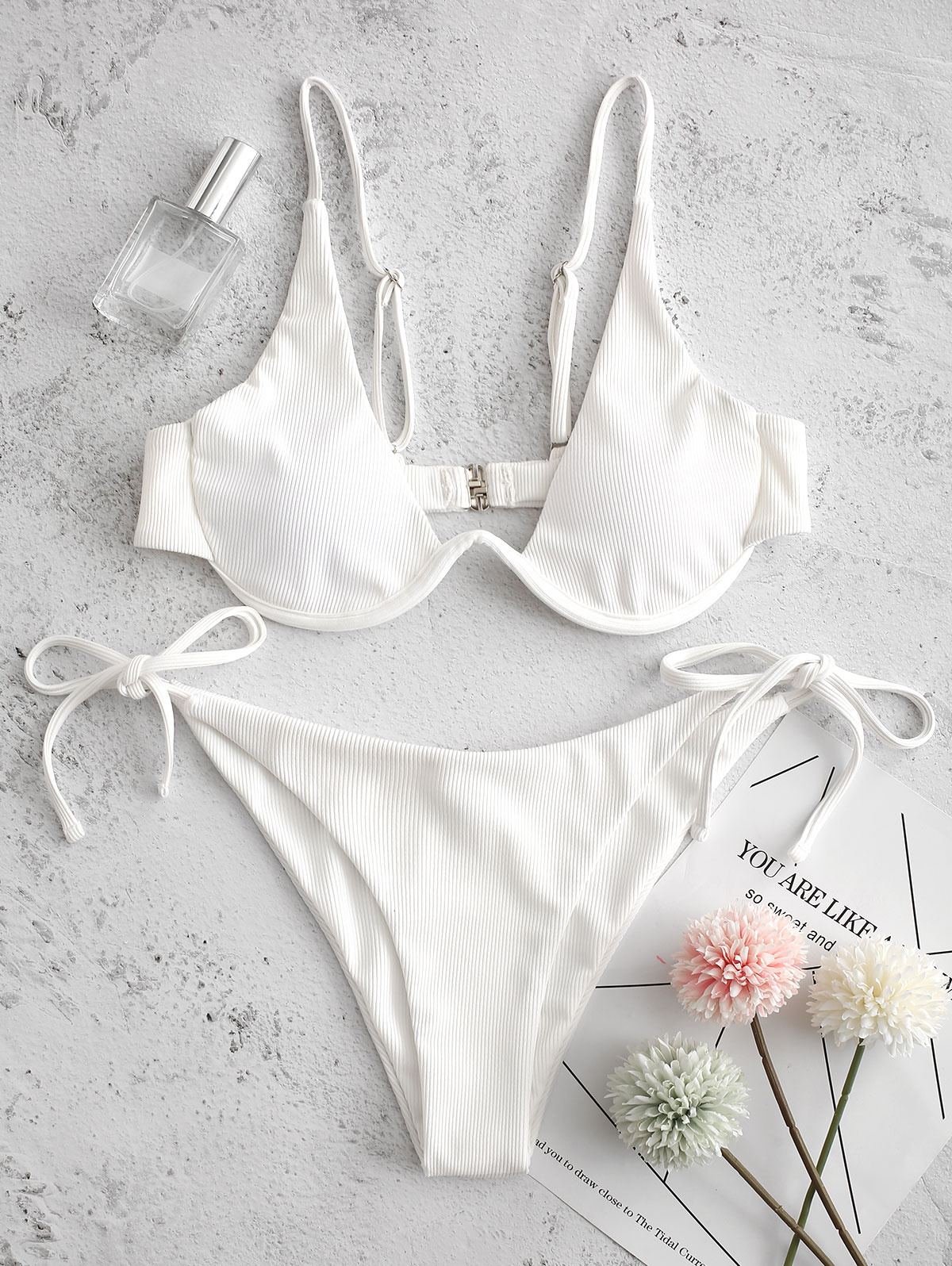 Rib Knitted Triangle Underwire Push Back Bra Top Tie - Temu