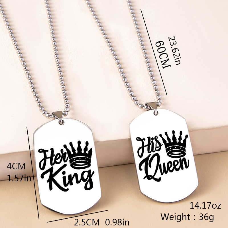 Men's Vintage King Queen Stainless Steel Pendant Necklace - Temu Australia