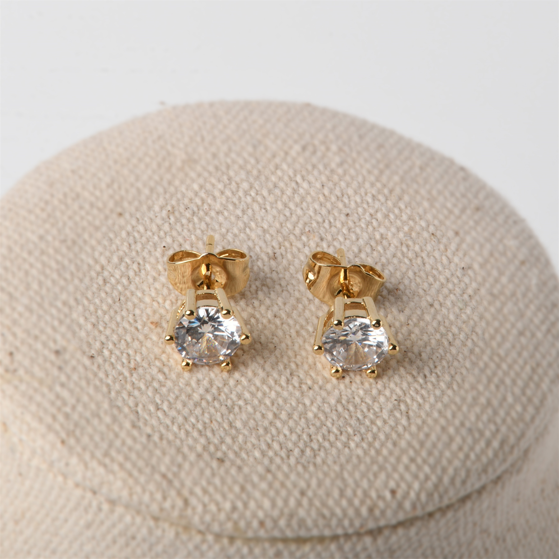 18k Gold Plated 6 Zircon Stud Earrings Classic - Temu United
