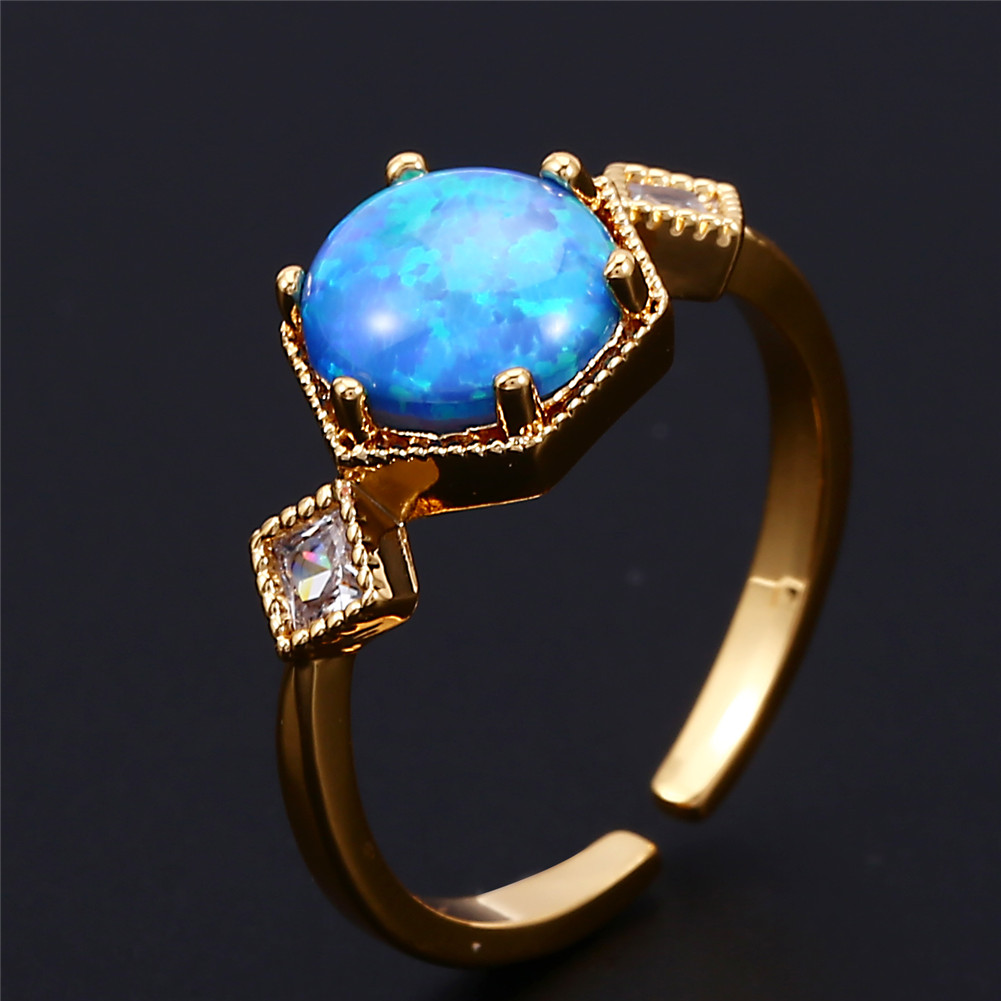 multi sided six claw round blue stone cuff ring women's - Temu Australia
