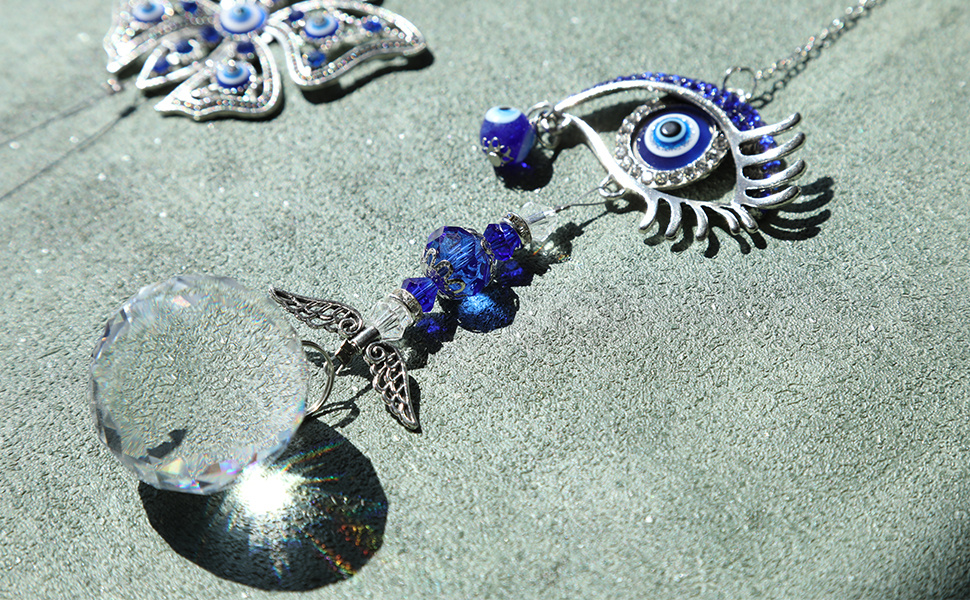 Crystal Sun Catchers Blue Butterfly Evil Eye Suncatcher - Temu