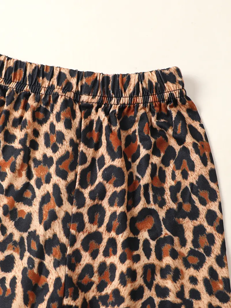 Girls Ruffle Long Sleeve Top Leopard Print Matching Pants Temu