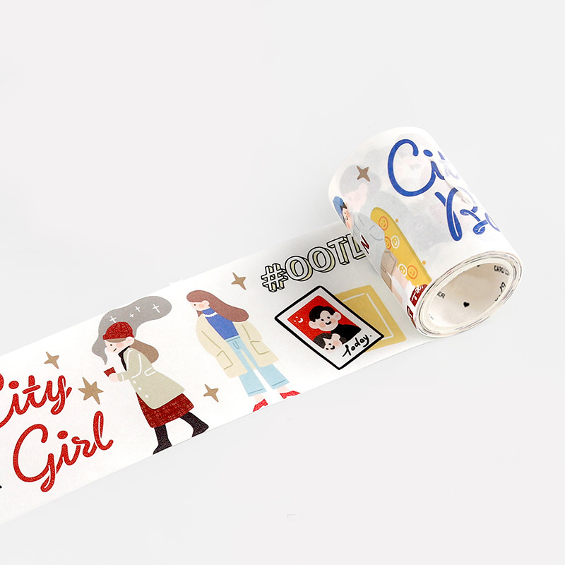 1 Roll Special Oil Washi Paper Caramel Melody Simple Character Journal ...